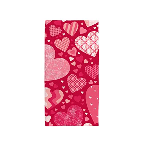 My Little Nest Hand Towels for Bathroom Valentine's Day Different Hearts Absorbent Small Bath Towel Soft Kitchen Towels Fingertip Towel for Guest and Bar 30 x 15 inch