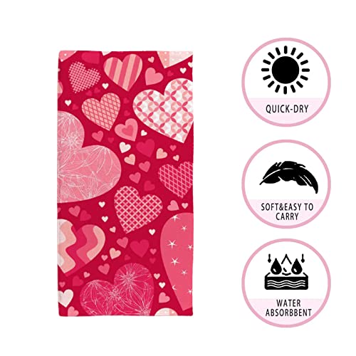 My Little Nest Hand Towels for Bathroom Valentine's Day Different Hearts Absorbent Small Bath Towel Soft Kitchen Towels Fingertip Towel for Guest and Bar 30 x 15 inch