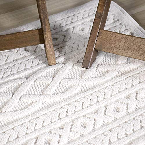 Orian Rugs Boucle Collection 403848 Indoor/Outdoor High-Low Jenna Area Rug 5'2" x 7'6", Natural Ivory, 5 ft 2 in x 7 ft 6