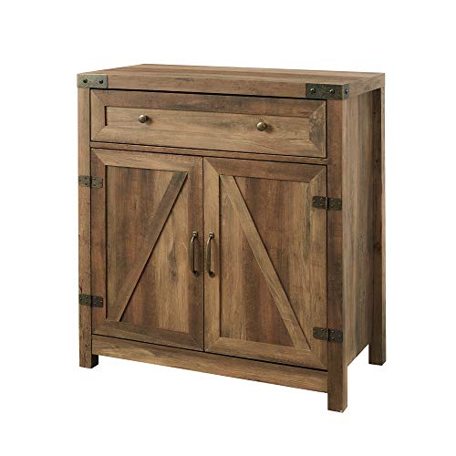 Farmhouse Double Barn Door Accent Cabinet with 1 Drawer - Rustic Oak