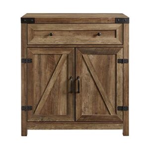 Farmhouse Double Barn Door Accent Cabinet with 1 Drawer - Rustic Oak