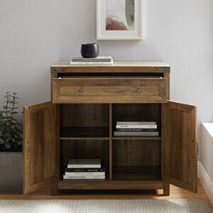 Farmhouse Double Barn Door Accent Cabinet with 1 Drawer - Rustic Oak