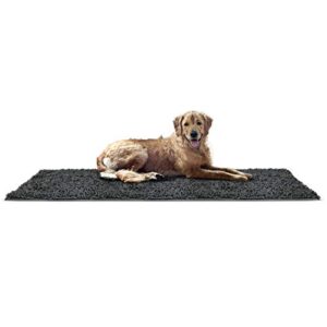 furhaven xxl runner pet door mat muddy paws absorbent chenille shammy rug, washable – charcoal (gray), runner