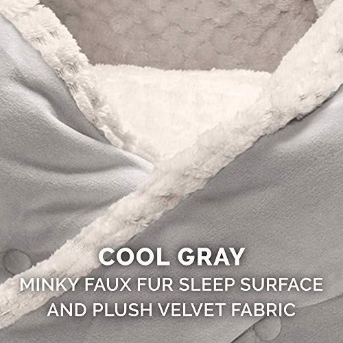 Furhaven 18" Round Teacup (Small) Dog Bed Minky Plush & Velvet Calming Hug Nest, Washable - Silver Gray, 18-inch