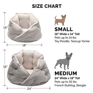 Furhaven 18" Round Teacup (Small) Dog Bed Minky Plush & Velvet Calming Hug Nest, Washable - Silver Gray, 18-inch