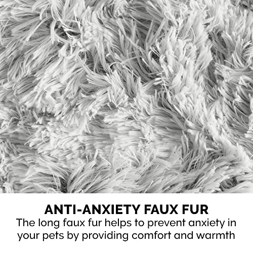 Furhaven Snuggly Spot Long Faux Fur Corner Throw Furniture Seat Protector, Washable - Mist Gray, One Size