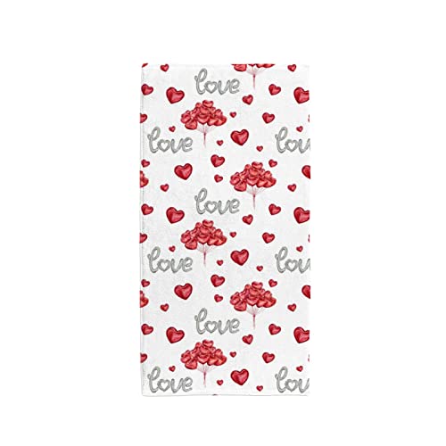 My Little Nest Watercolor Balloon Hearts Love Hand Towels Soft Bath Towel Absorbent Kitchen Fingertip Towel Quick Dry Guest Towels for Bathroom Gym Spa Hotel and Bar 30 x 15 Inch