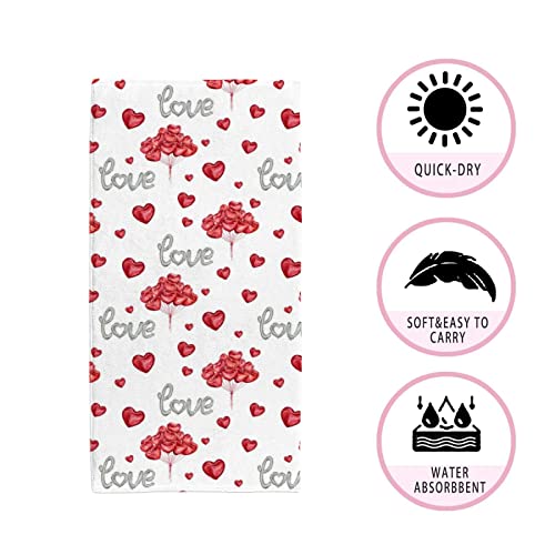 My Little Nest Watercolor Balloon Hearts Love Hand Towels Soft Bath Towel Absorbent Kitchen Fingertip Towel Quick Dry Guest Towels for Bathroom Gym Spa Hotel and Bar 30 x 15 Inch