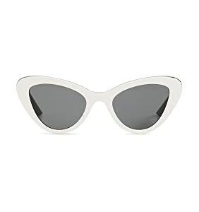 Prada PR 13YS 10A5S0 White Plastic Cat-Eye Sunglasses Grey Lens