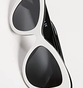 Prada PR 13YS 10A5S0 White Plastic Cat-Eye Sunglasses Grey Lens