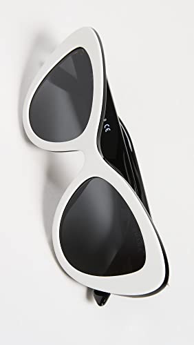 Prada PR 13YS 10A5S0 White Plastic Cat-Eye Sunglasses Grey Lens