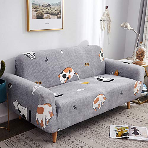 WUCHONGSHUAI Couch Cover,Universal High Elasticity Non-Slip Couch Slipcover Sleepy Cat Printed Sofa Cover,Modern Chair Cover Furniture Protector Christmas Decor,4,Seater 235,300Cm