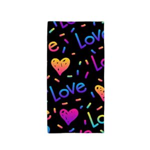 my little nest hand towels for bathroom abstract rainbow hearts love absorbent small bath towel soft kitchen towels fingertip towel for guest and bar 30 x 15 inch