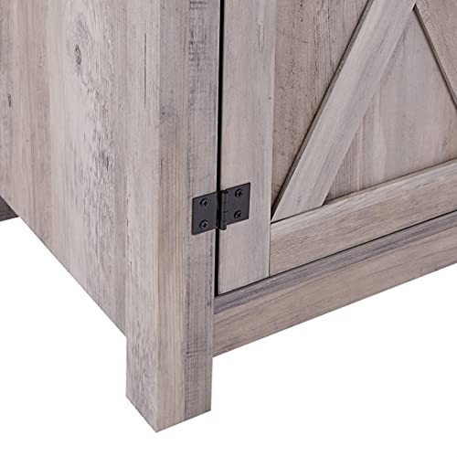 ROCKPOINT 58inch Barn Door TV Stand Entertaiment Media Console Center Industrial Style , Grey Wash