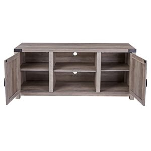 ROCKPOINT 58inch Barn Door TV Stand Entertaiment Media Console Center Industrial Style , Grey Wash