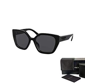 Prada PR24XS 1AB5Z1 52MM Black/Polar Grey Polarized Rectangle Sunglasses for Women + BUNDLE with Designer iWear Complimentary Eyewear Kit