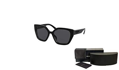 Prada PR24XS 1AB5Z1 52MM Black/Polar Grey Polarized Rectangle Sunglasses for Women + BUNDLE with Designer iWear Complimentary Eyewear Kit