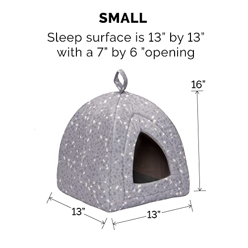 Furhaven Small Cat Bed Polycanvas Print Décor Foldable Pet Tent, Washable - Gray Terazzo, Small