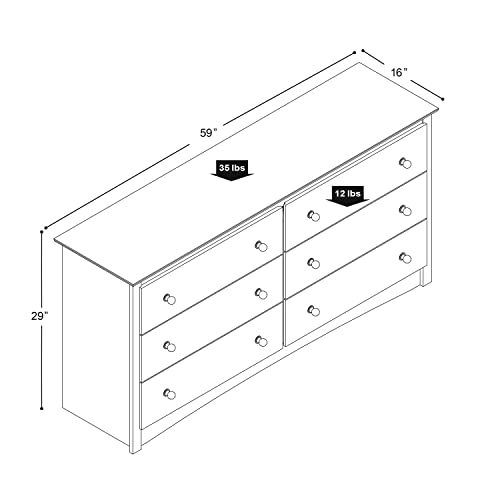 Sonoma 6 Drawer Double Dresser for Bedroom, Drifted Gray