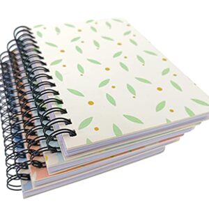 4 Pack A6 Spiral Notebook Journal,Wirebound Ruled Sketch Book Notepad Diary Memo Planner,A6 Size(5.7X4.1") & 80 Sheets (Flower B)