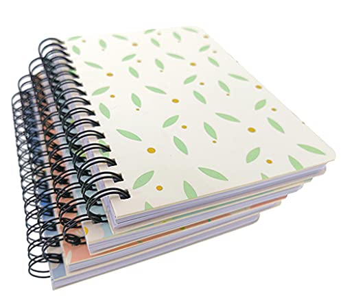 4 Pack A6 Spiral Notebook Journal,Wirebound Ruled Sketch Book Notepad Diary Memo Planner,A6 Size(5.7X4.1") & 80 Sheets (Flower B)