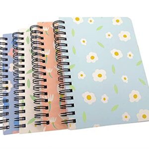 4 Pack A6 Spiral Notebook Journal,Wirebound Ruled Sketch Book Notepad Diary Memo Planner,A6 Size(5.7X4.1") & 80 Sheets (Flower B)