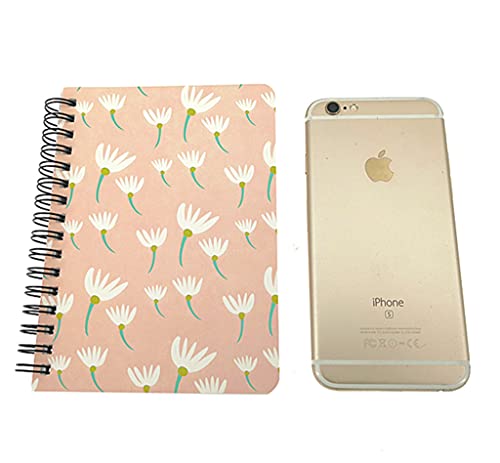 4 Pack A6 Spiral Notebook Journal,Wirebound Ruled Sketch Book Notepad Diary Memo Planner,A6 Size(5.7X4.1") & 80 Sheets (Flower B)