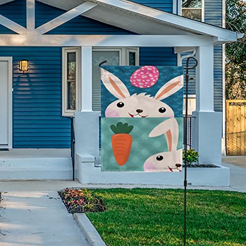 My Little Nest Seasonal Garden Flag Retro Easter Bunny Vertical Garden Flags Double Sided for Home Farmhouse Yard Holiday Flag Outdoor Decoration Banner 12"x18"