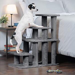 Furhaven Steady Paws Multi-Step Pet Stairs for High Beds & Sofas - Gray, 4-Step