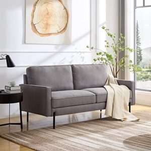 Snowhill 71in Modern Premium Linen Sofa, Minimalist Style Upholstered Couch for Living Room, Small Space Apartment, Office, Bedroom (Light Gray)