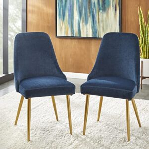 franz velvet dining chair with gold legs set of 2 (regal blue)