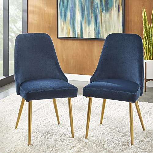 Franz Velvet Dining Chair with Gold Legs Set of 2 (Regal Blue)