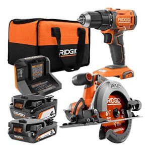 ridgid 18v cordless drill/driver and circular saw combo kit (renewed)