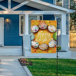 My Little Nest Seasonal Garden Flag Happy Easter Decorated Eggs Double Sided Vertical Garden Flags for Home Yard Holiday Flag Outdoor Decoration Farmhouse Banner 12"x18"