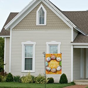 My Little Nest Seasonal Garden Flag Happy Easter Decorated Eggs Double Sided Vertical Garden Flags for Home Yard Holiday Flag Outdoor Decoration Farmhouse Banner 12"x18"