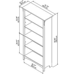 Bush Furniture Salinas 5 Shelf Bookcase in Antique White