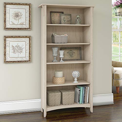 Bush Furniture Salinas 5 Shelf Bookcase in Antique White