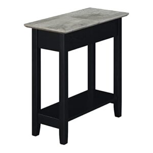 convenience concepts american heritage flip top end table with shelf, faux birch/black