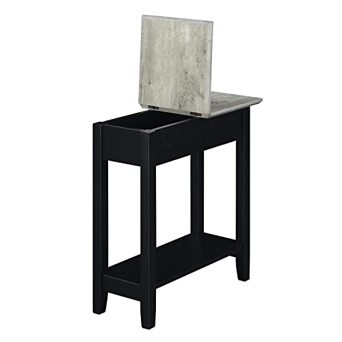 Convenience Concepts American Heritage Flip Top End Table with Shelf, Faux Birch/Black