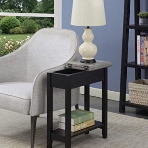 Convenience Concepts American Heritage Flip Top End Table with Shelf, Faux Birch/Black