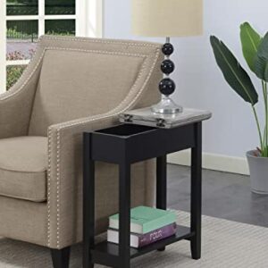 Convenience Concepts American Heritage Flip Top End Table with Shelf, Faux Birch/Black