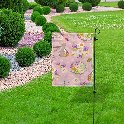 My Little Nest Seasonal Garden Flag Easter Rabbit Flowers Basket Double Sided Vertical Garden Flags for Home Yard Holiday Flag Outdoor Decoration Farmhouse Banner 12"x18"