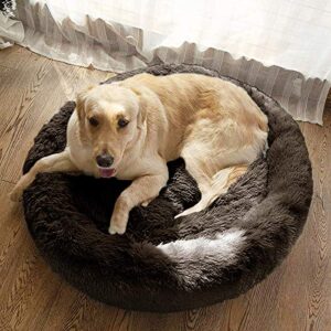 MFOX Calming Dog Bed (XL) for Medium and Large Dogs Pet Bed Faux Fur Donut Cuddler Up to 35/55/100lbs