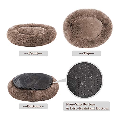 MFOX Calming Dog Bed (XL) for Medium and Large Dogs Pet Bed Faux Fur Donut Cuddler Up to 35/55/100lbs