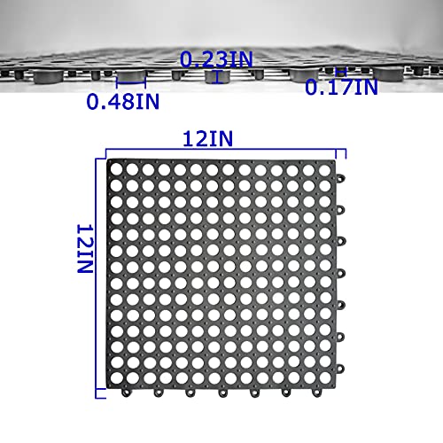 16Pack Drainage Interlocking Floor Tiles, 12”x12” Non-Slip Pool Bathtub Drain Tiles for Flooring, Soft PVC Splicing Modular Cushion Mat, Vented Floor Tiles for Locker Room Basement Stairs