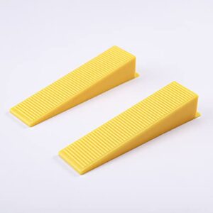 300 pcs reusable leveling wedges, tile leveling system wedges for 1/8″ spacers, 1/16″ spacers, 1/32″ spacers and tile leveling system kit,for tile leveler installation (300, yellow)