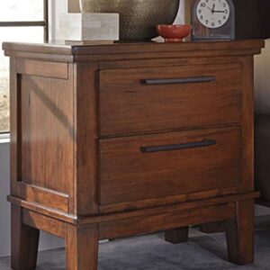 Signature Design by Ashley Ralene Mid-Century Modern Minimalist 2 Drawer Nightstand, Medium Brown