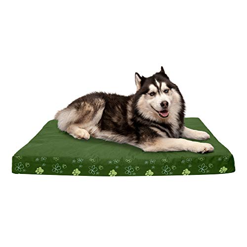 Furhaven XL Cooling Gel Foam Dog Bed Water-Resistant Indoor/Outdoor Garden Print Mattress w/ Removable Washable Cover - Jungle Green, Jumbo (X-Large)