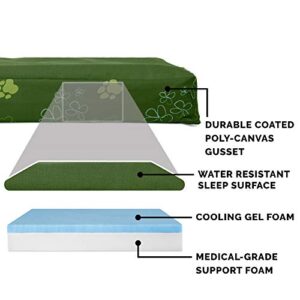 Furhaven XL Cooling Gel Foam Dog Bed Water-Resistant Indoor/Outdoor Garden Print Mattress w/ Removable Washable Cover - Jungle Green, Jumbo (X-Large)