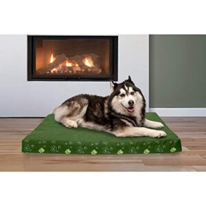 Furhaven XL Cooling Gel Foam Dog Bed Water-Resistant Indoor/Outdoor Garden Print Mattress w/ Removable Washable Cover - Jungle Green, Jumbo (X-Large)